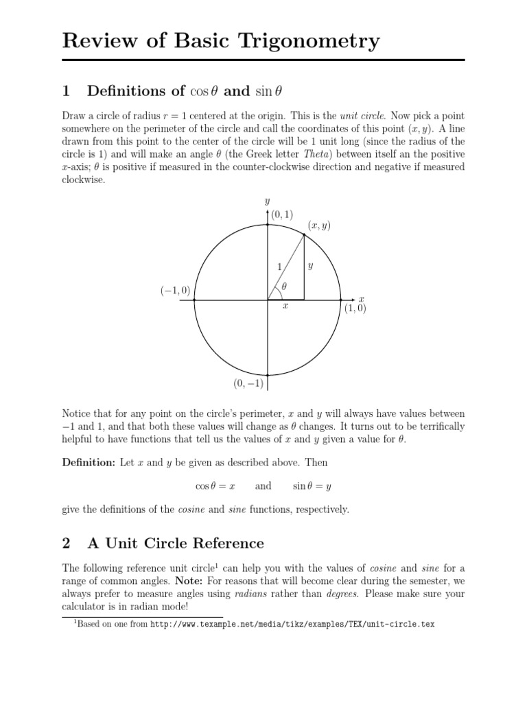 Trigonometry Review | PDF | Trigonometric Functions | Trigonometry