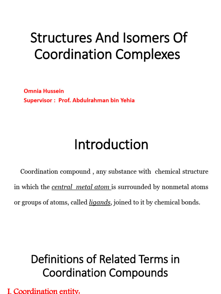 Structures And Isomers Of Coordination Complexes - نسخة | PDF | Coordination Complex | Ligand