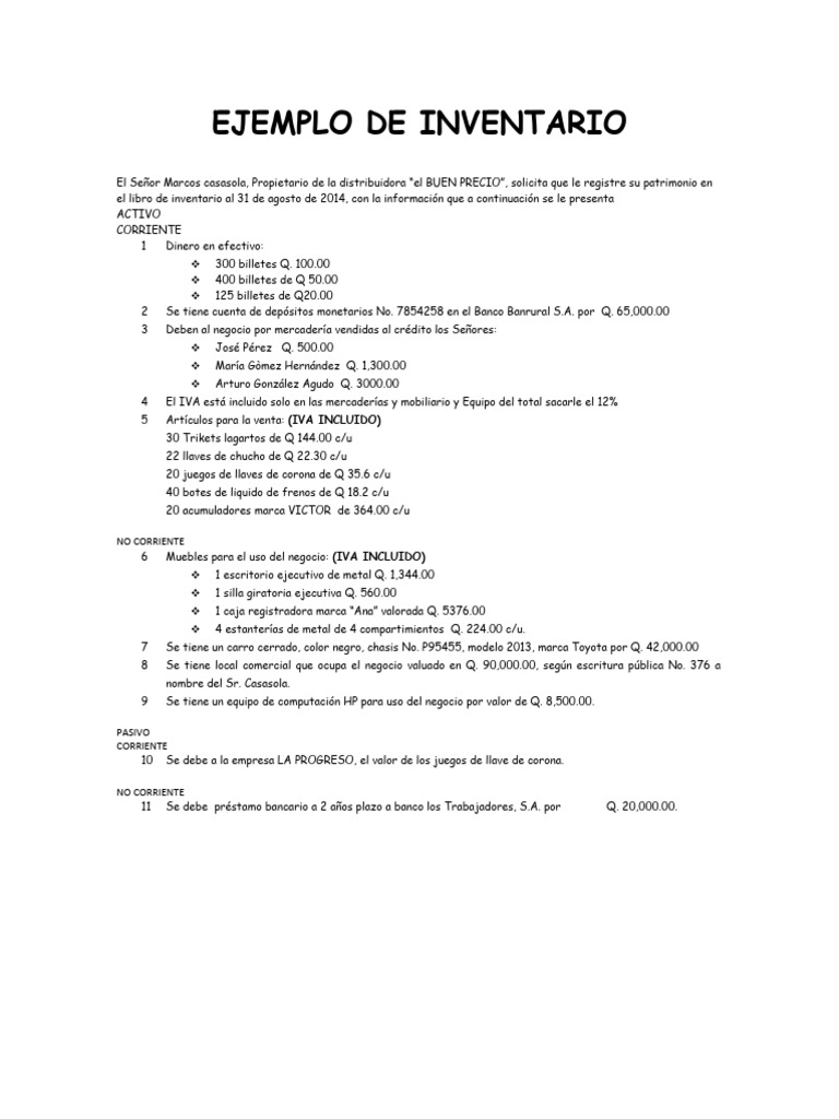 Ejemplo de Inventario | PDF