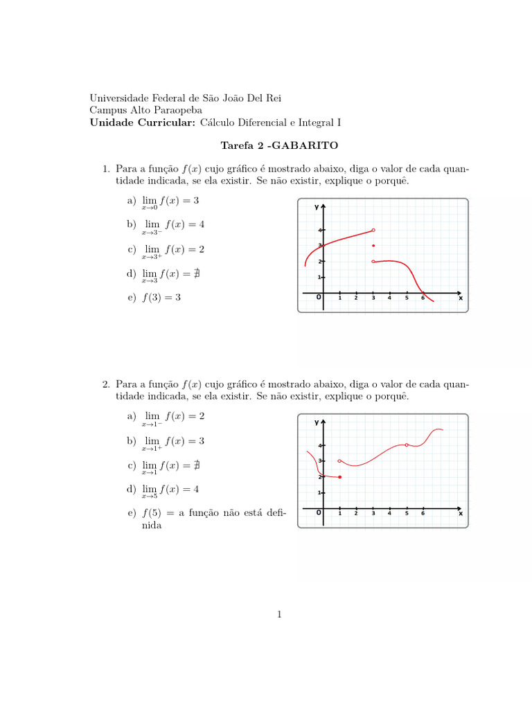 Gabarito Tarefa2 2021 2 | PDF | Analise matemática | Matemática