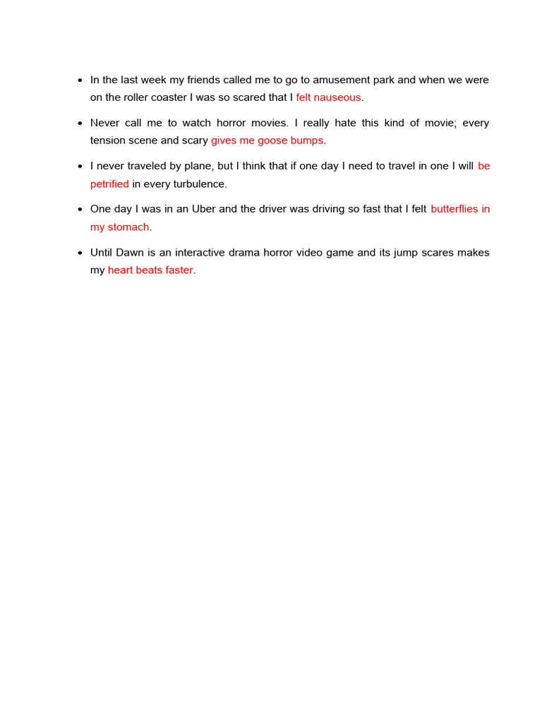 Homework - Fear Vocabulary | PDF