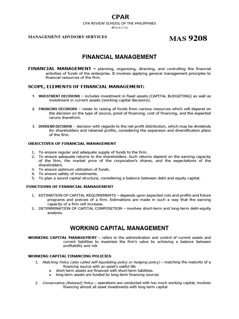 Mas 9208 Working Capital Management Fs Analysis | PDF | Balance Sheet | Equity (Finance)