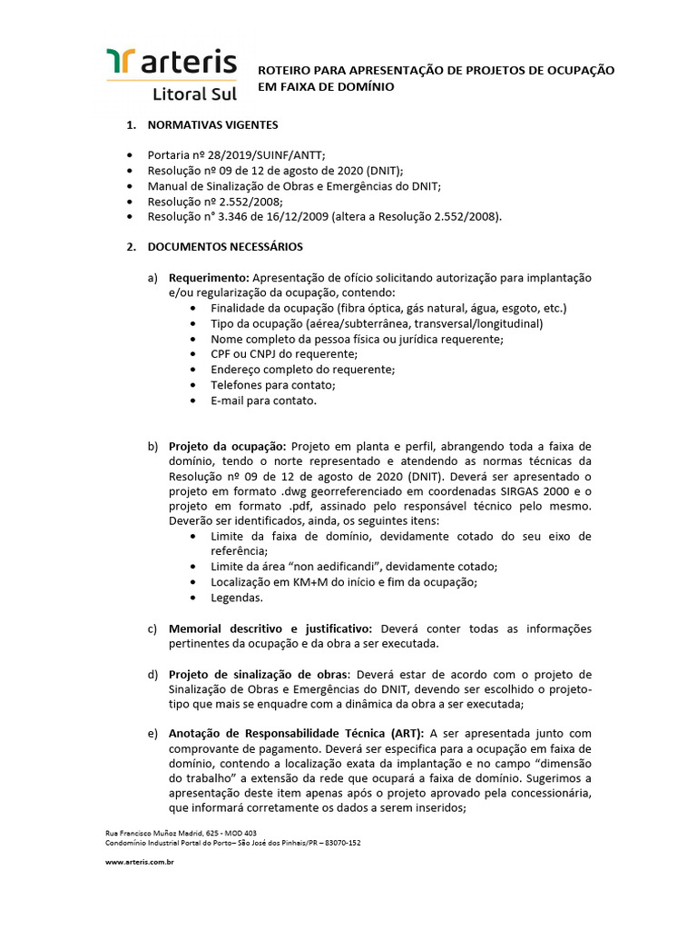 Roteiro - Apresentação de projetos de ocupação - ALS - Rev 01 | PDF ...