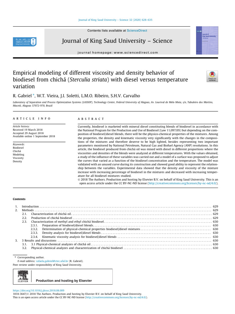 Journal of King Saud University - Science: R. Gabriel, W.T. Vieira, J.I. Soletti, L.M.O. Ribeiro ...