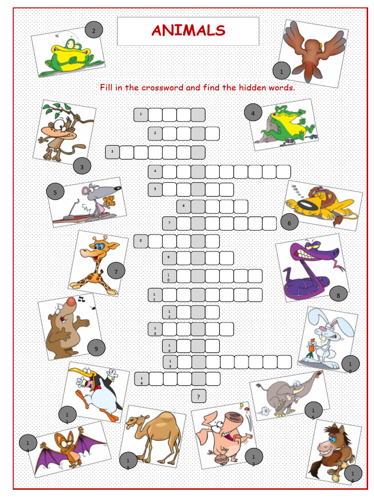 Wild Animals Crossword 3º | PDF | Word Puzzles