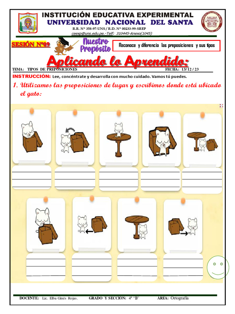 Ficha #09 - Tipos de Preposiciones | PDF