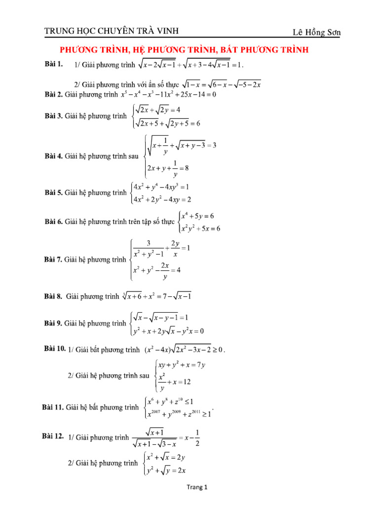 Pt - Hpt Qua Các Đề Thi Hsg Tỉnh | PDF