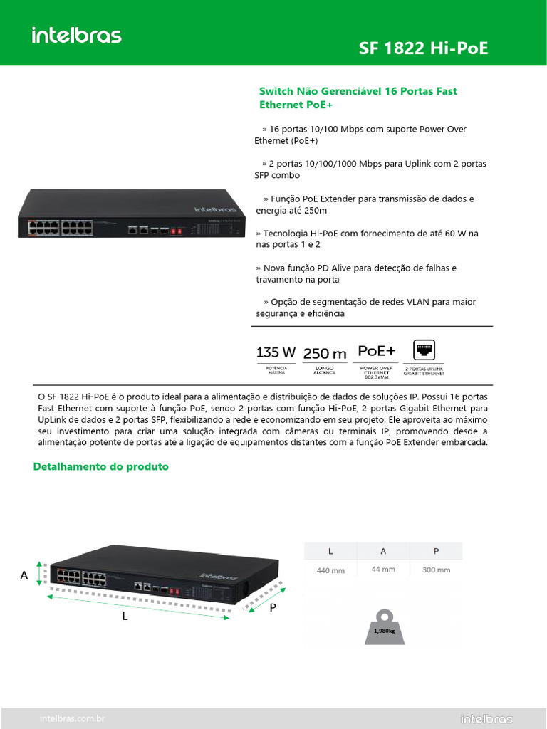 Datasheet - SF 1822 Hi-PoE (Novo) - 0 | PDF | Ethernet | Padrões de computador