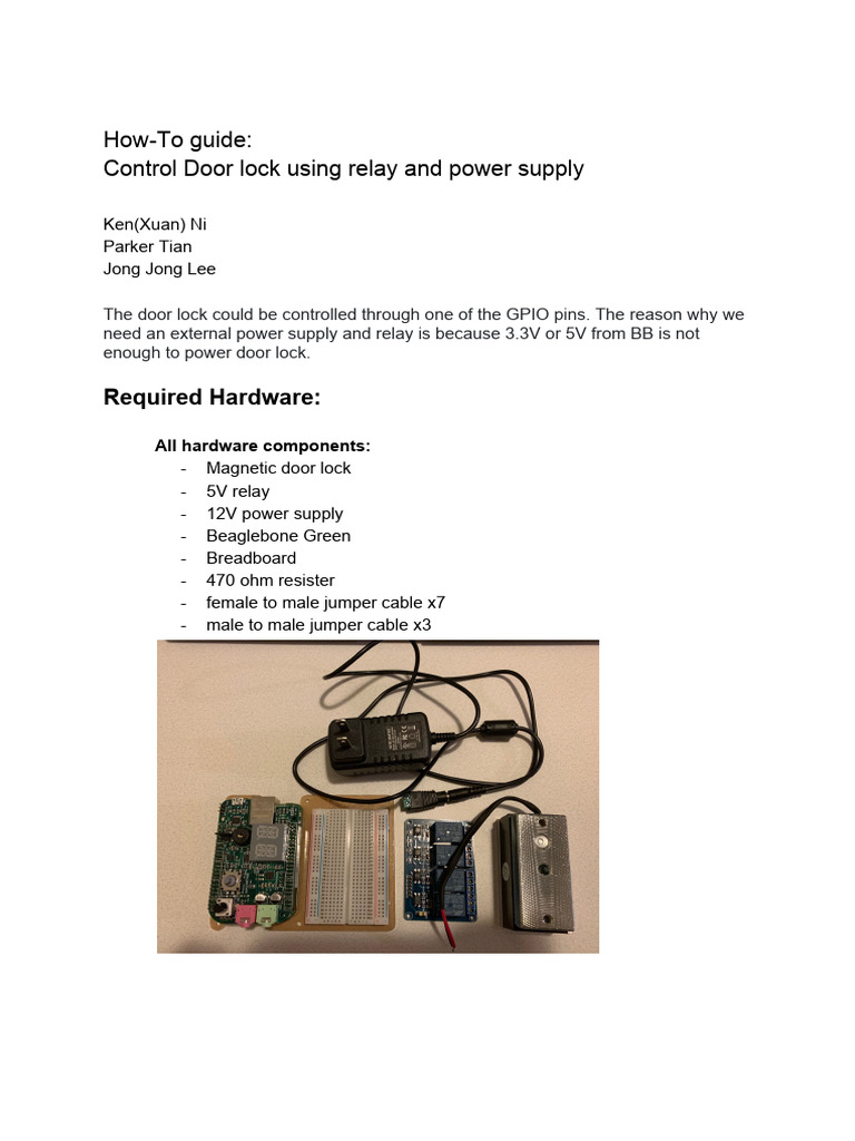 Relay and Power Supply Door Lock | PDF | Relay | Electronic Engineering