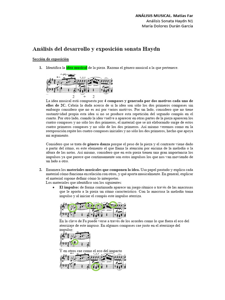 María D Durán - Análisis Haydn - 220424 | PDF | Ritmo | Bailes
