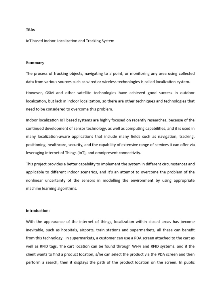 IoT-Based WiFi Indoor Localization System | PDF | Internet Of Things ...