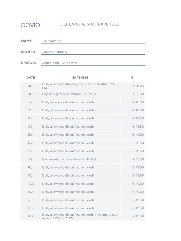 Declaration of Expenses (Template) - May 2023 - Template - Blank | PDF
