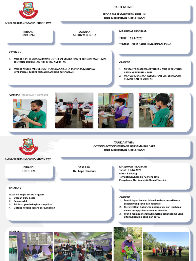 Laporan Aktiviti Unit Ppda SKPJP 2023 | PDF