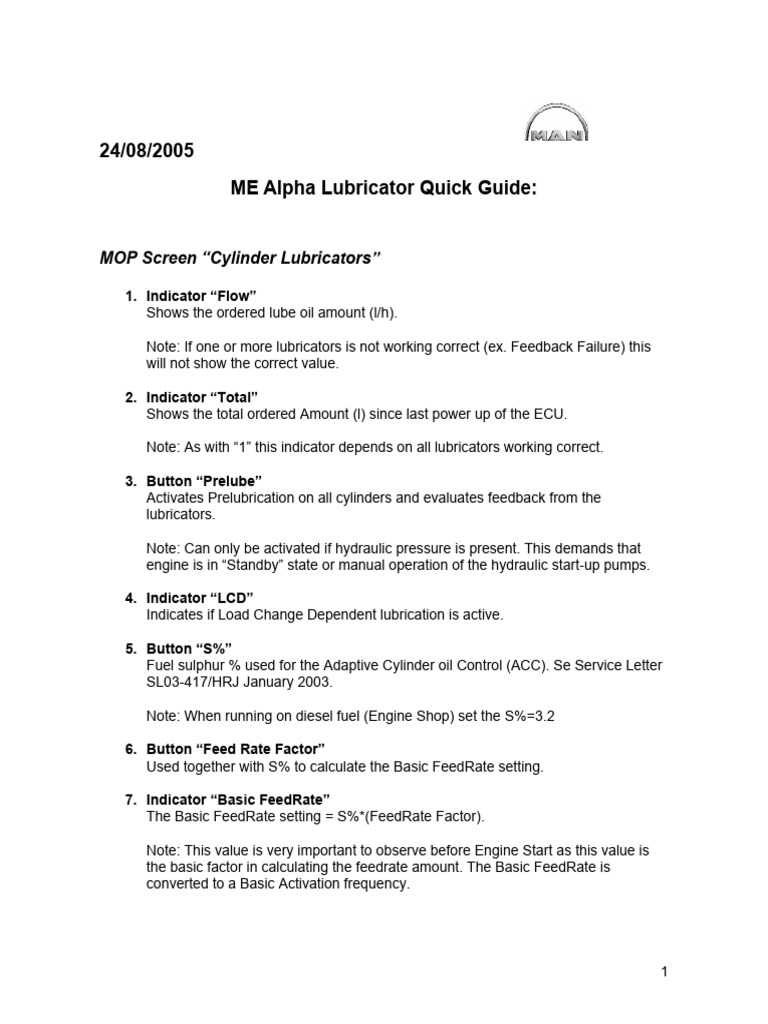 ME Alpha-lub Quick Guide | PDF | Lubricant | Horsepower