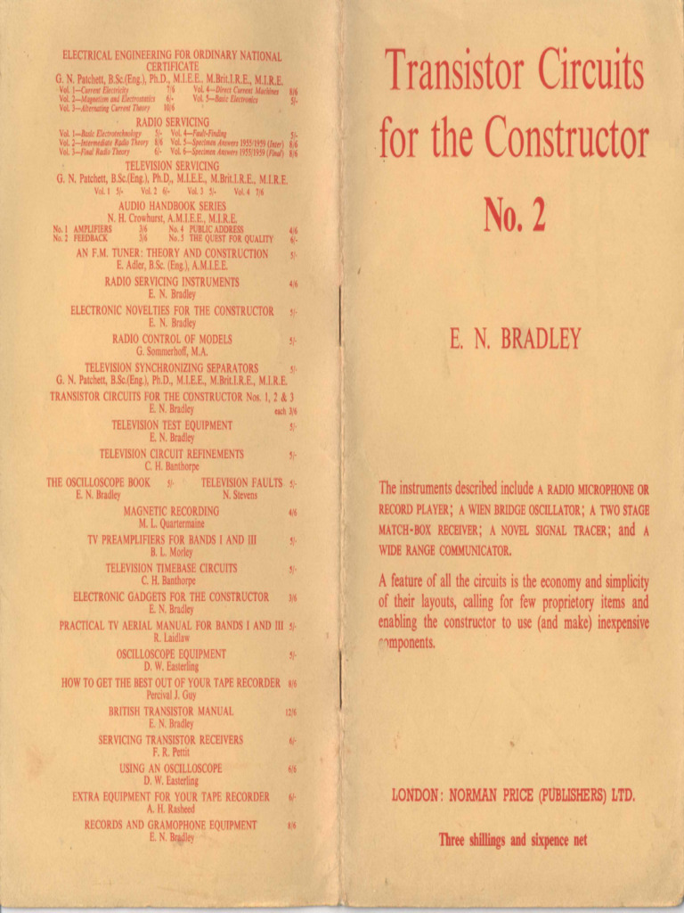 Transistor Circuits For The Constructor No 2 Edwin Bradley | PDF ...