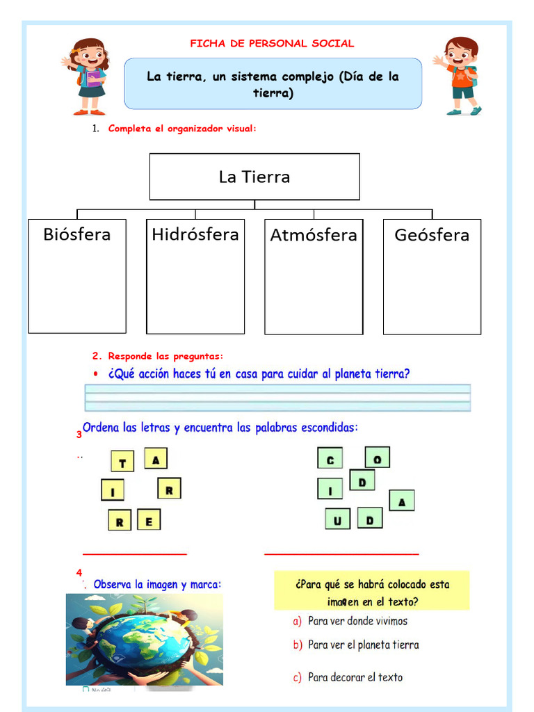 FICHA LA TIERRA UN SISTEMA COMPLEJO | PDF