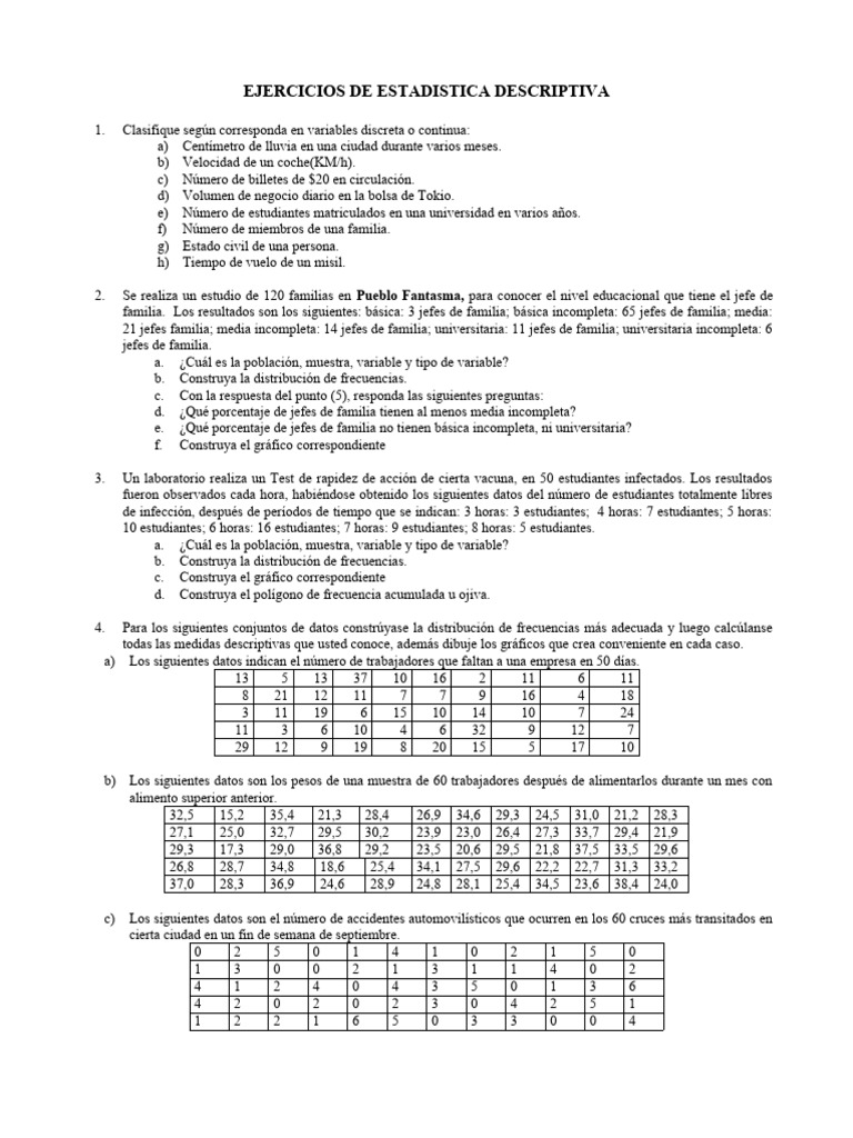 Guia 1 EstadÍstica de Descriptiva | PDF | Estadísticas