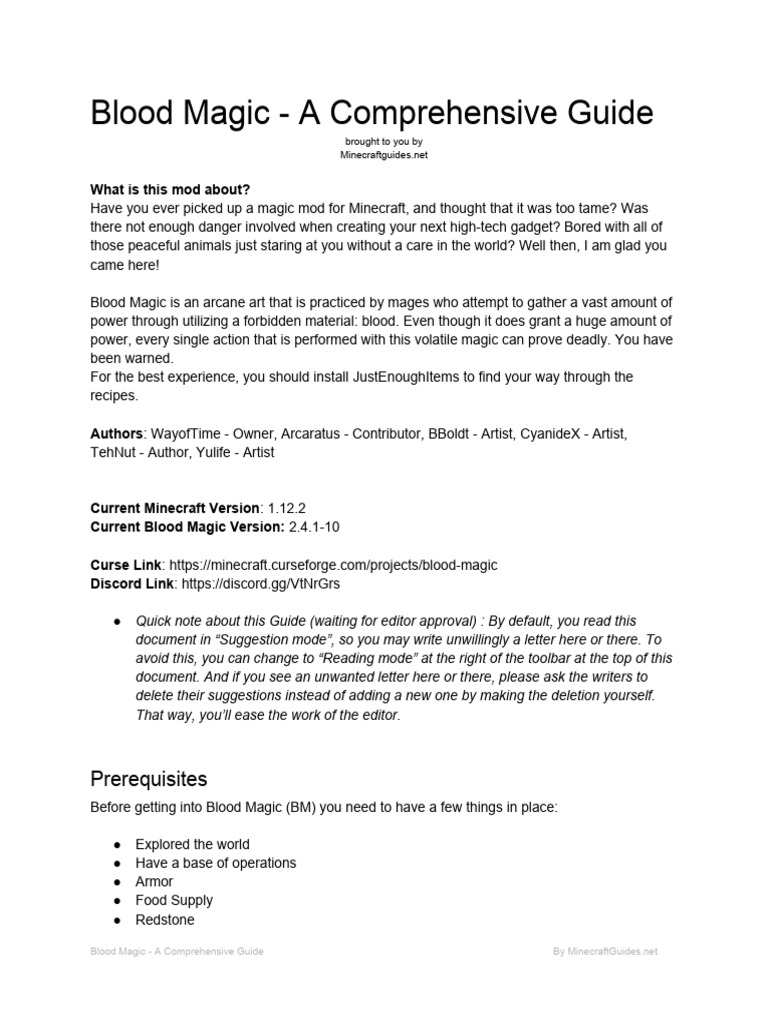 Blood Magic - A Comprehensive Guide | PDF