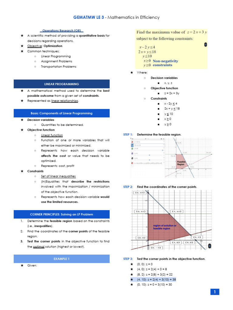 GEMATMW LE 3 | PDF | Linear Programming | Mathematical Optimization GEMATMW LE 3 | PDF | Linear Programming | Mathematical Optimization