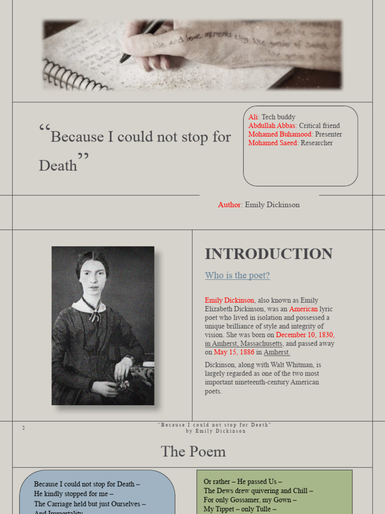 Dickinson's "Because I Could Not Stop for Death" | PDF | Emily ...