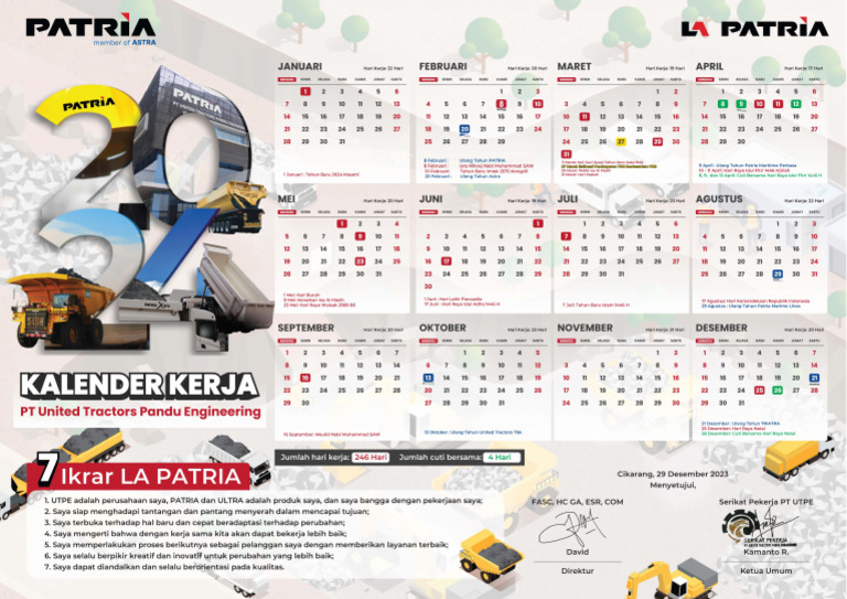 Kalender Kerja PT United Tractors Pandu Engineering 2024 | PDF