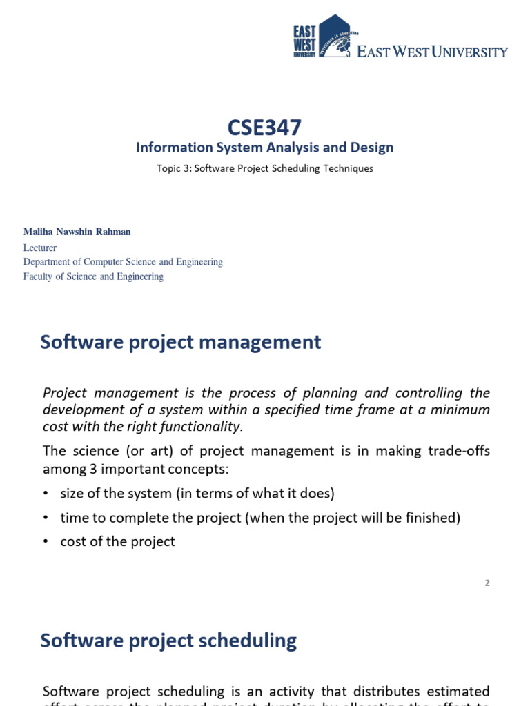 Software Project Scheduling Techniques | PDF | Project Management | System