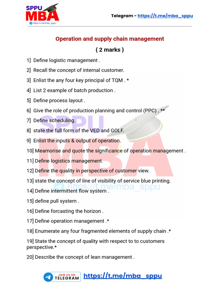 Oscm Imp Questions | PDF | Supply Chain | Supply Chain Management