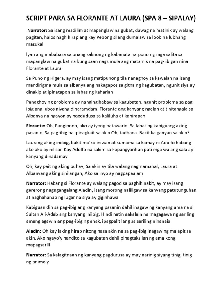 FLORANTE AT LAURA FILIPINO 8 (final) | PDF