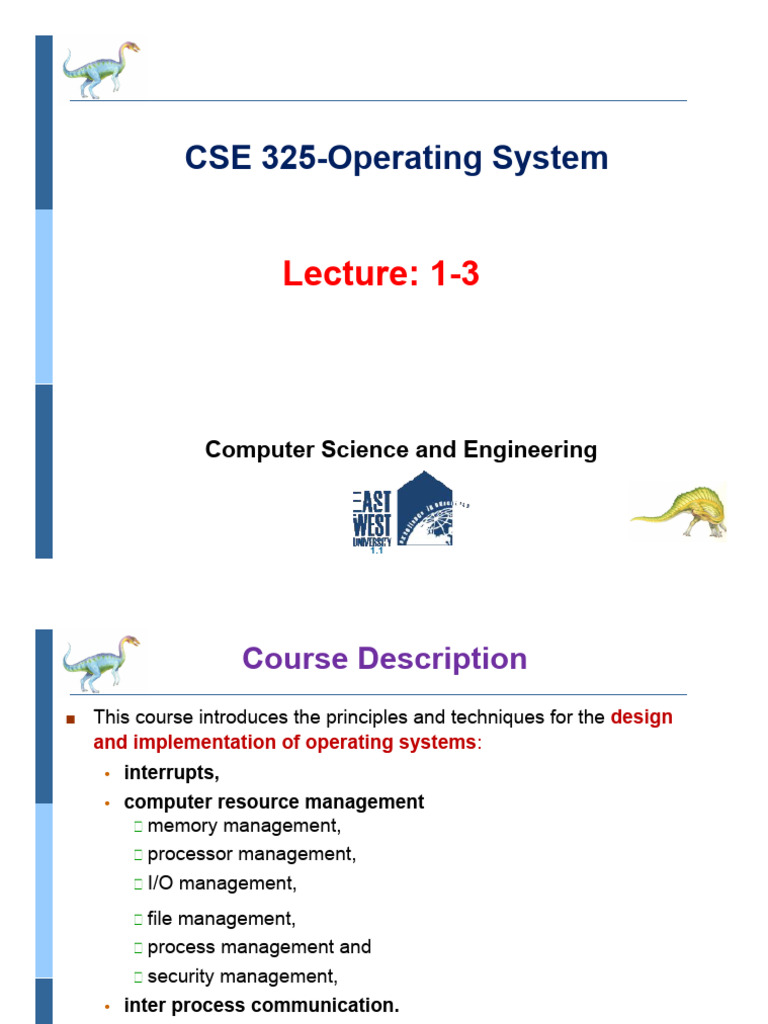 CSE 325-Operating System Lec1-3 | PDF | Operating System | Shell (Computing)