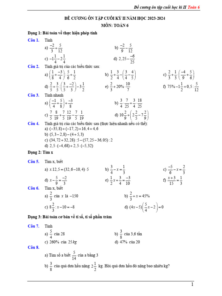 (So - 23-24) L6 CK 2 Đề Cương | PDF