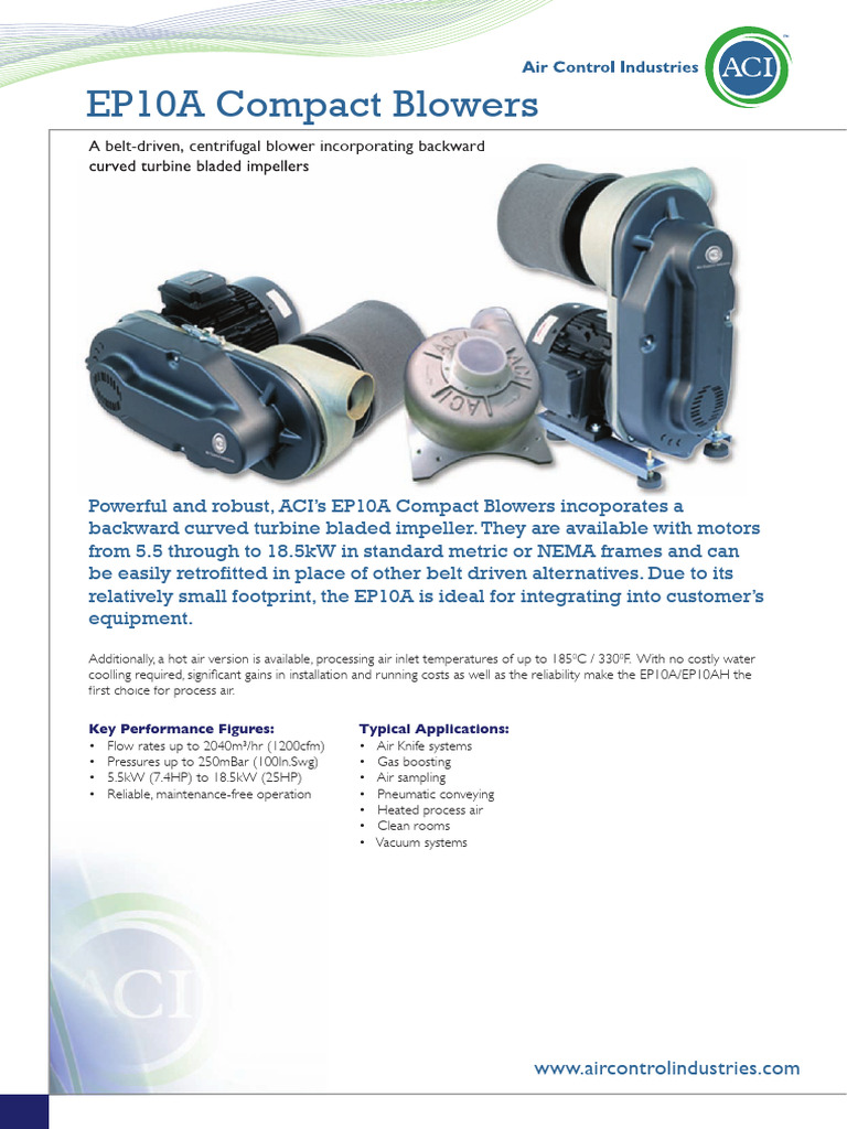 EP10A Compact Blowers by ACI | PDF | Belt (Mechanical) | Mechanical ...