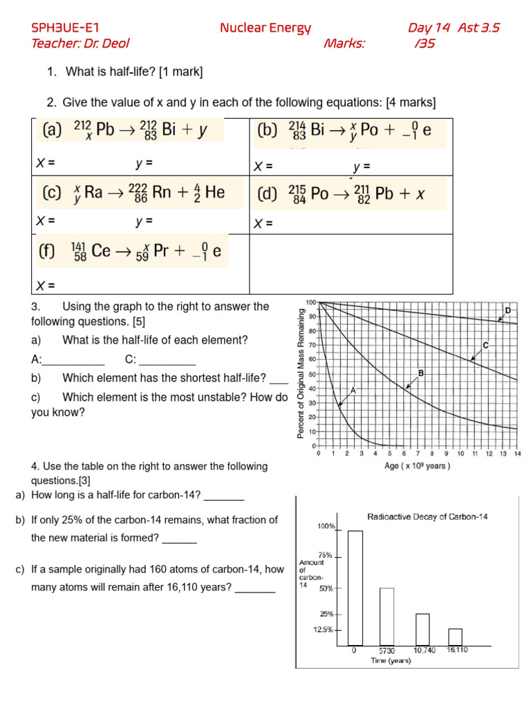 3.5 Nuclear Energy Assignment | PDF | Radioactive Decay | Chemical Elements