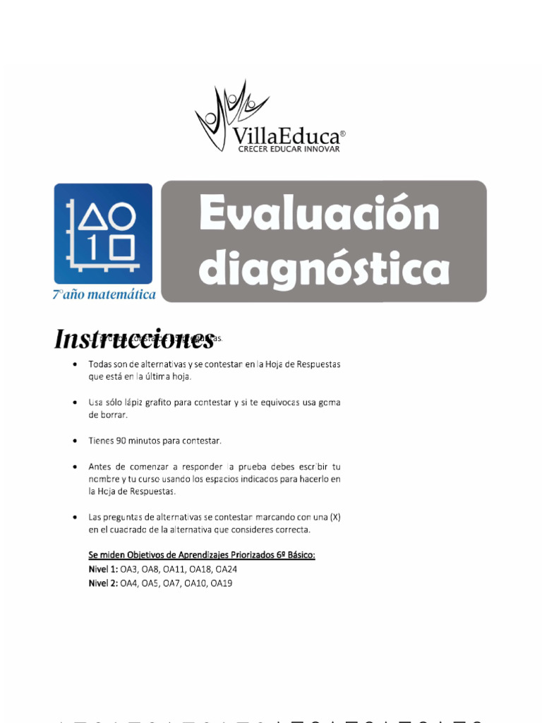 Evaluacion Matematica 7mo | PDF