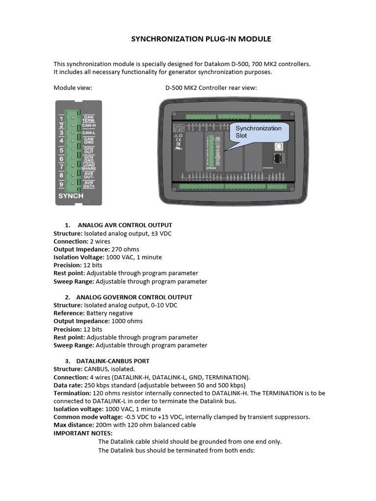 Datakom Genset Synchronization Module For D500 - 700 MK2 Controllers ...