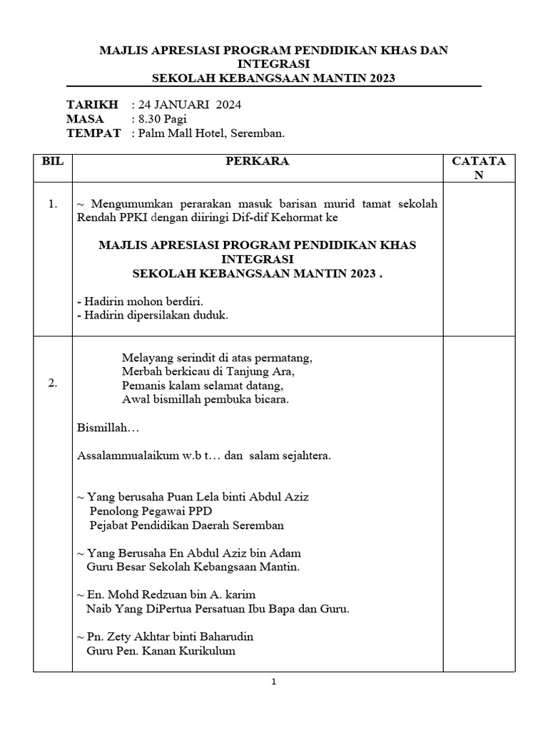 Teks Majlis Apresiasi Ppki 2023 | PDF