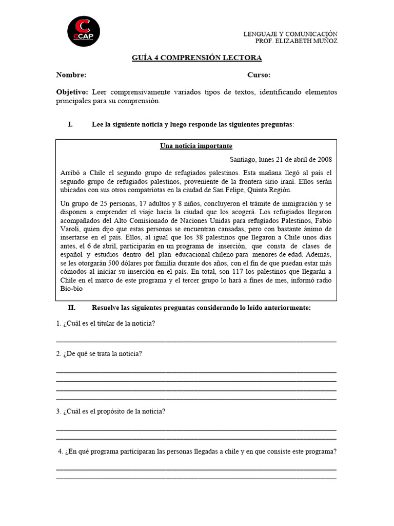 Guia 4 Comprension Lectora | PDF | Narración | Cuentos