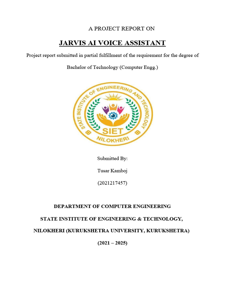 JARVIC REPORT tusar | PDF | Machine Learning | Python (Programming Language)