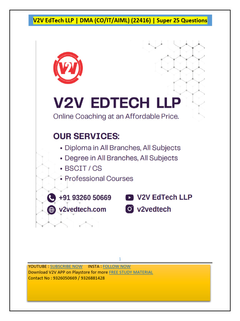 Super 25 DMA Questions by Rajan Sir V2V | PDF | Databases | Database Index