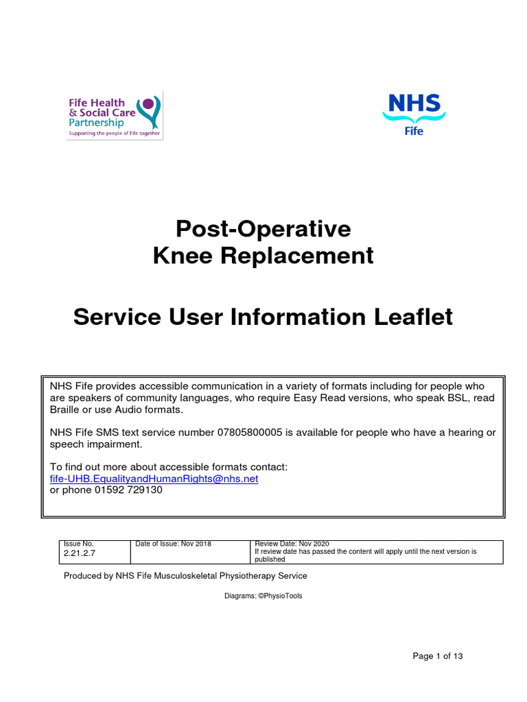 Post-Operative Knee Replacement Guide | PDF | Physical Therapy | Knee