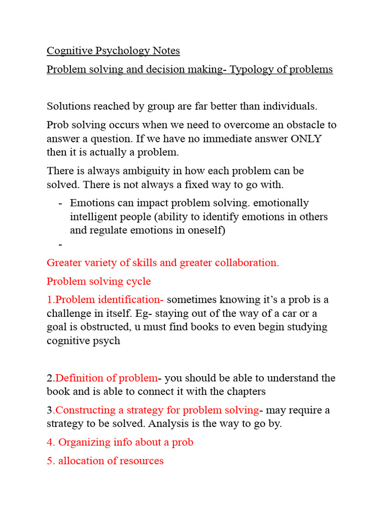 Cognitive Psychology Notes | PDF | Thought | Creativity