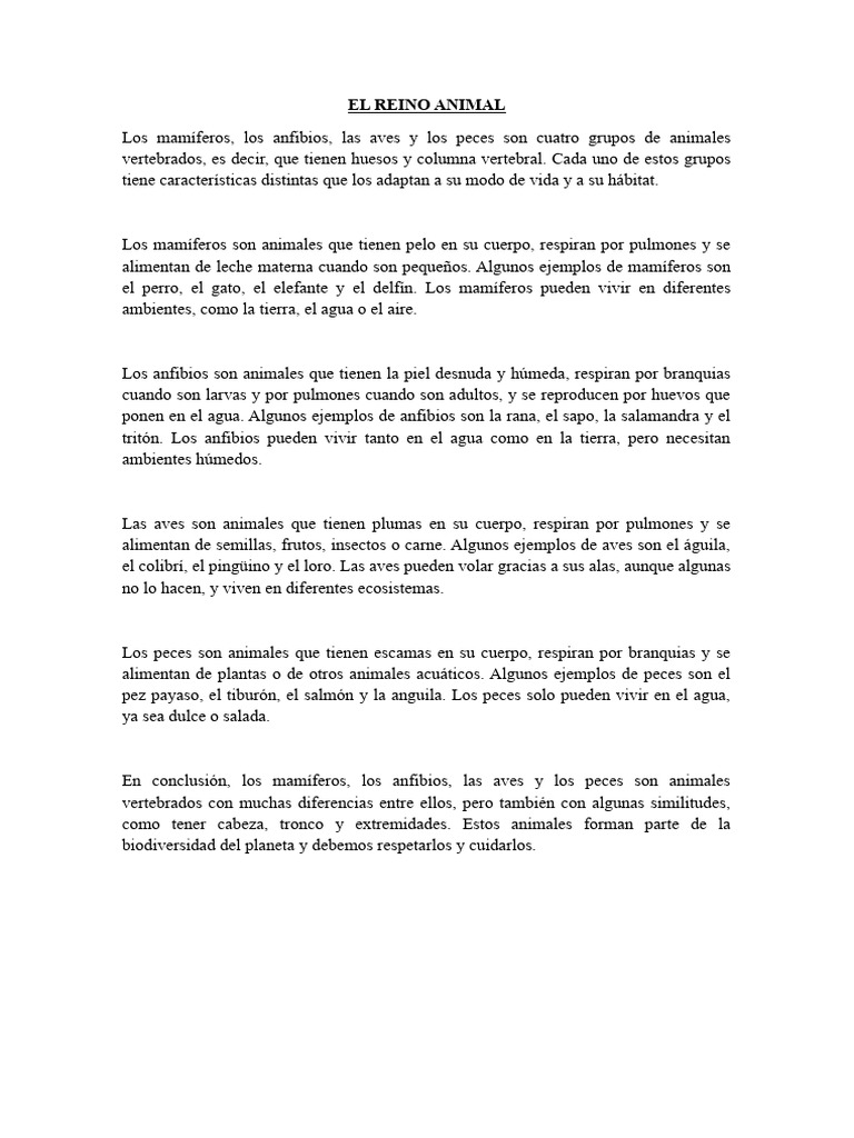 Grupos de Animales Vertebrados | PDF | Ciencia y matemáticas