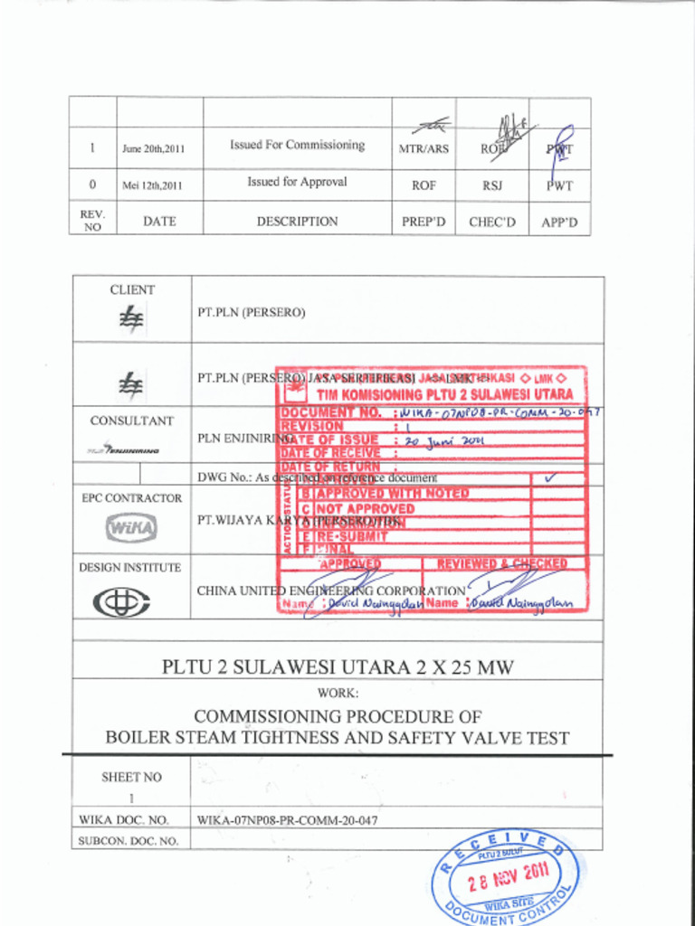 47.07NP08-PR-COMM-20-047 Boiler Steam Tightness and Safety Valve Test | PDF