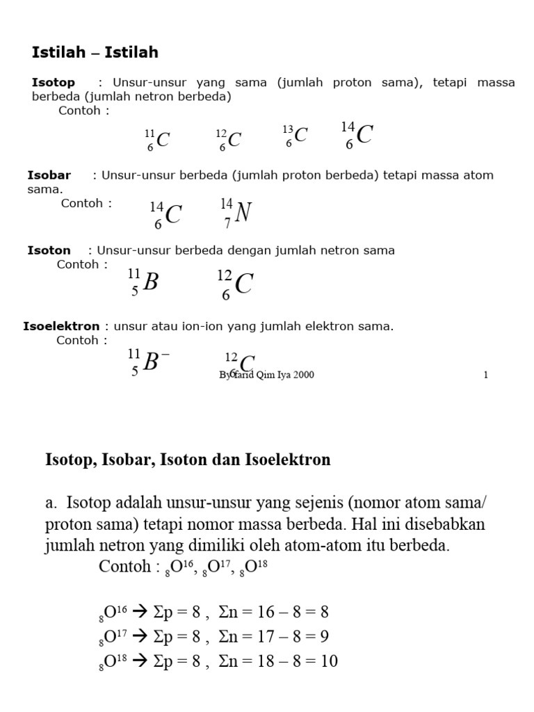 Latihan Isotop Isobar Isoton | PDF | Sains & Matematika