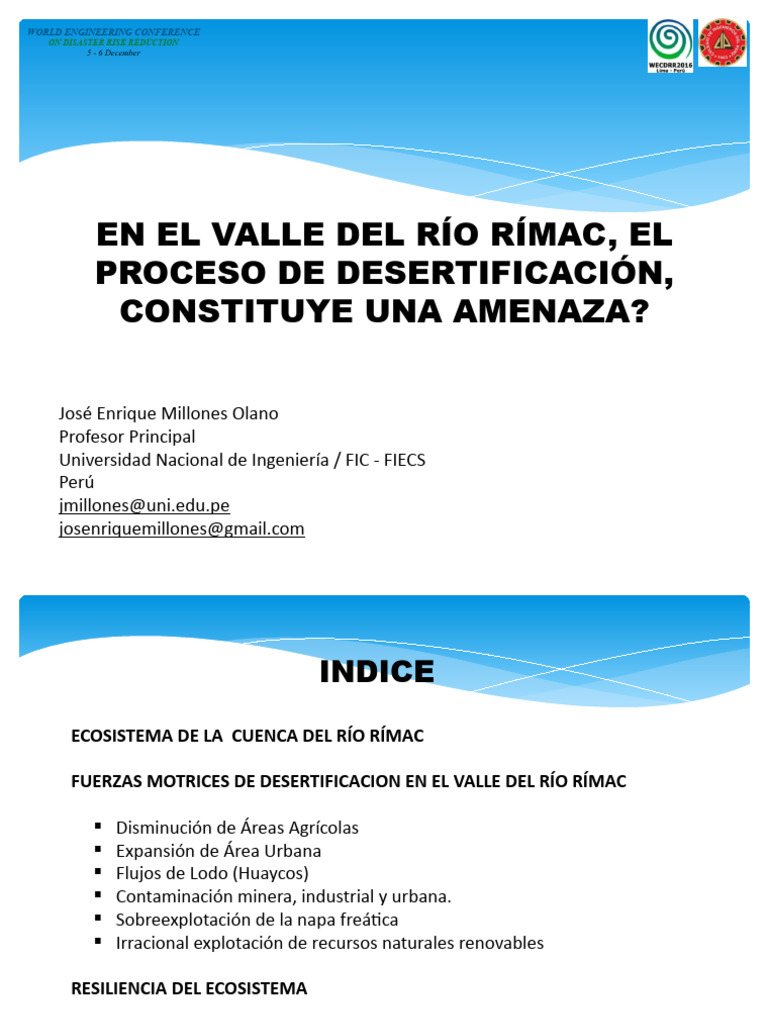 DESERTIFICACION RIO RIMAC - Español V02 | PDF | Agua subterránea | Agricultura