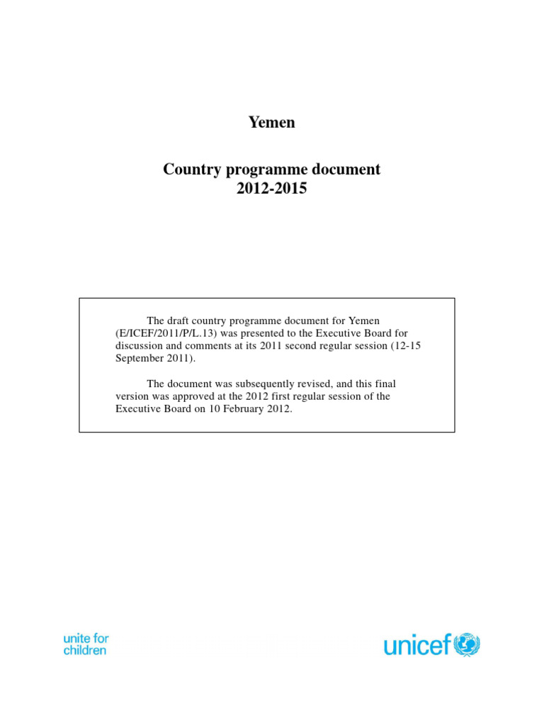 Yemen Country Programme Overview 2012-2015 | PDF | Child Mortality ...