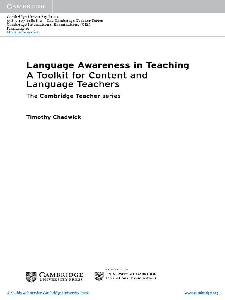 Language_Awareness_in_Teaching_A_Toolkit | PDF | Teachers | Thought