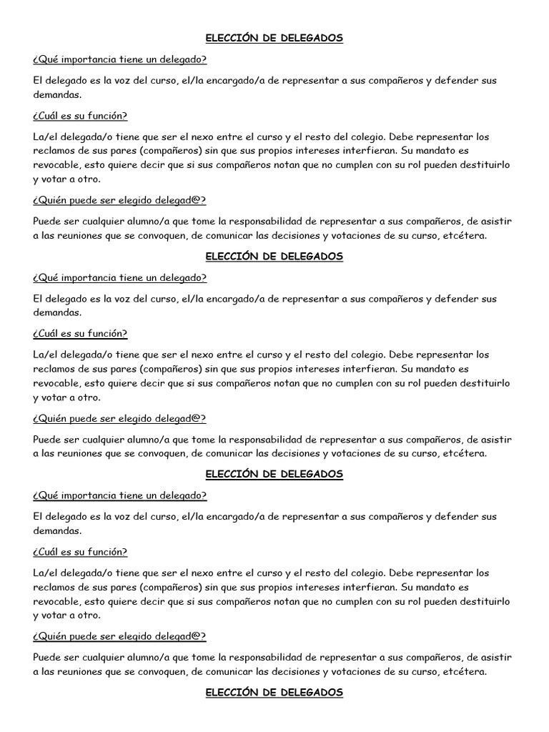 Funciones y Elección de Delegados | PDF | Eventos políticos | Gobierno