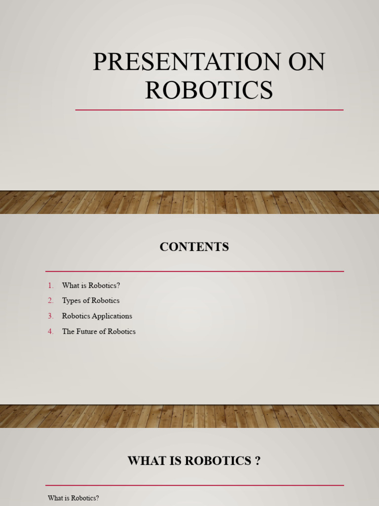 Presentation On Robotics | PDF