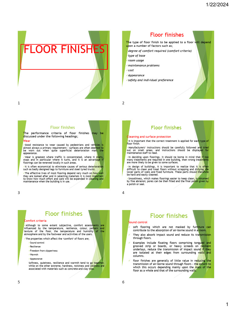 Comprehensive Guide to Floor Finishes | PDF | Flooring | Carpet