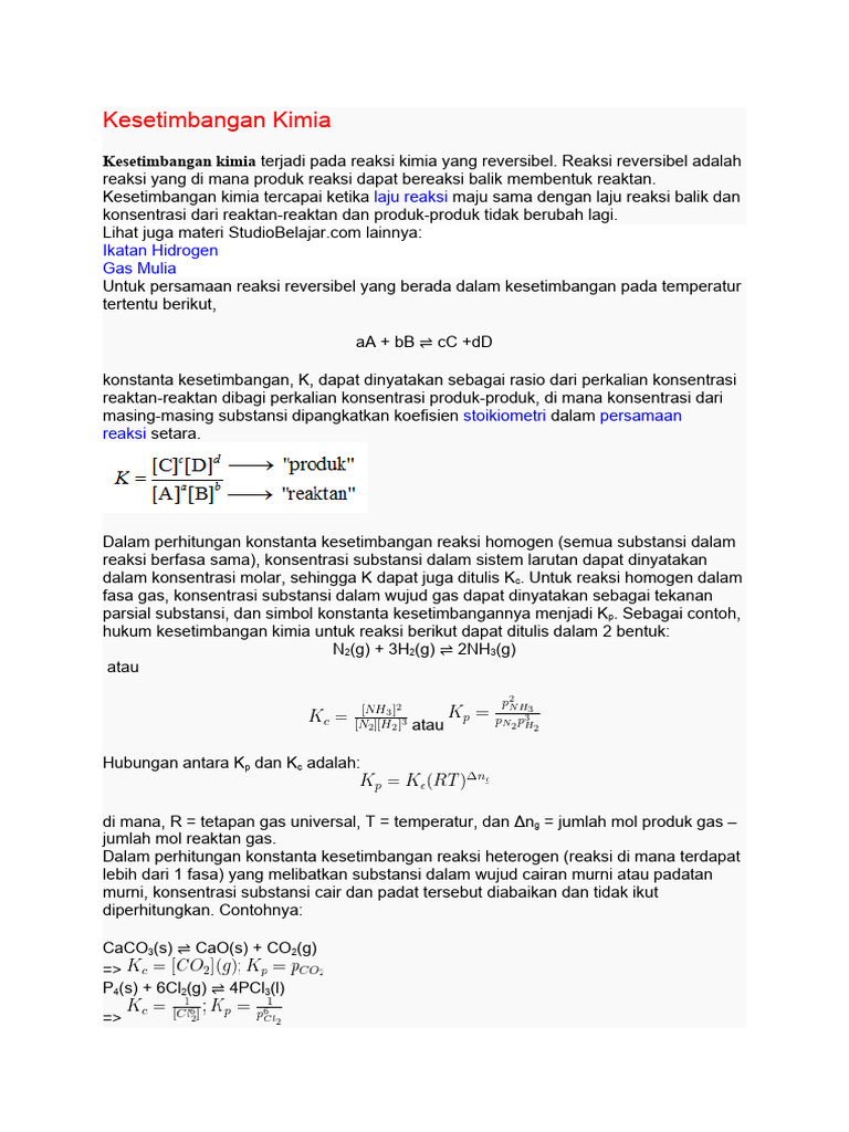 Kesetimbangan Kimia | PDF